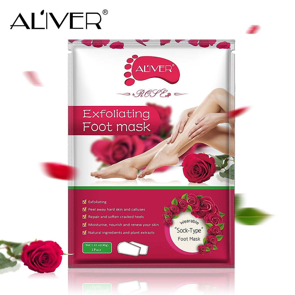 3 Pack Foot Peel Mask, Rose Exfoliating Foot Masks for Baby Feet, Foot Peel Remove Dead Skin and Calluses,Repair Rough Heels in 1-2 Weeks,Great Valentines Day Gift for Men and Women(3pcs rose foot mask)