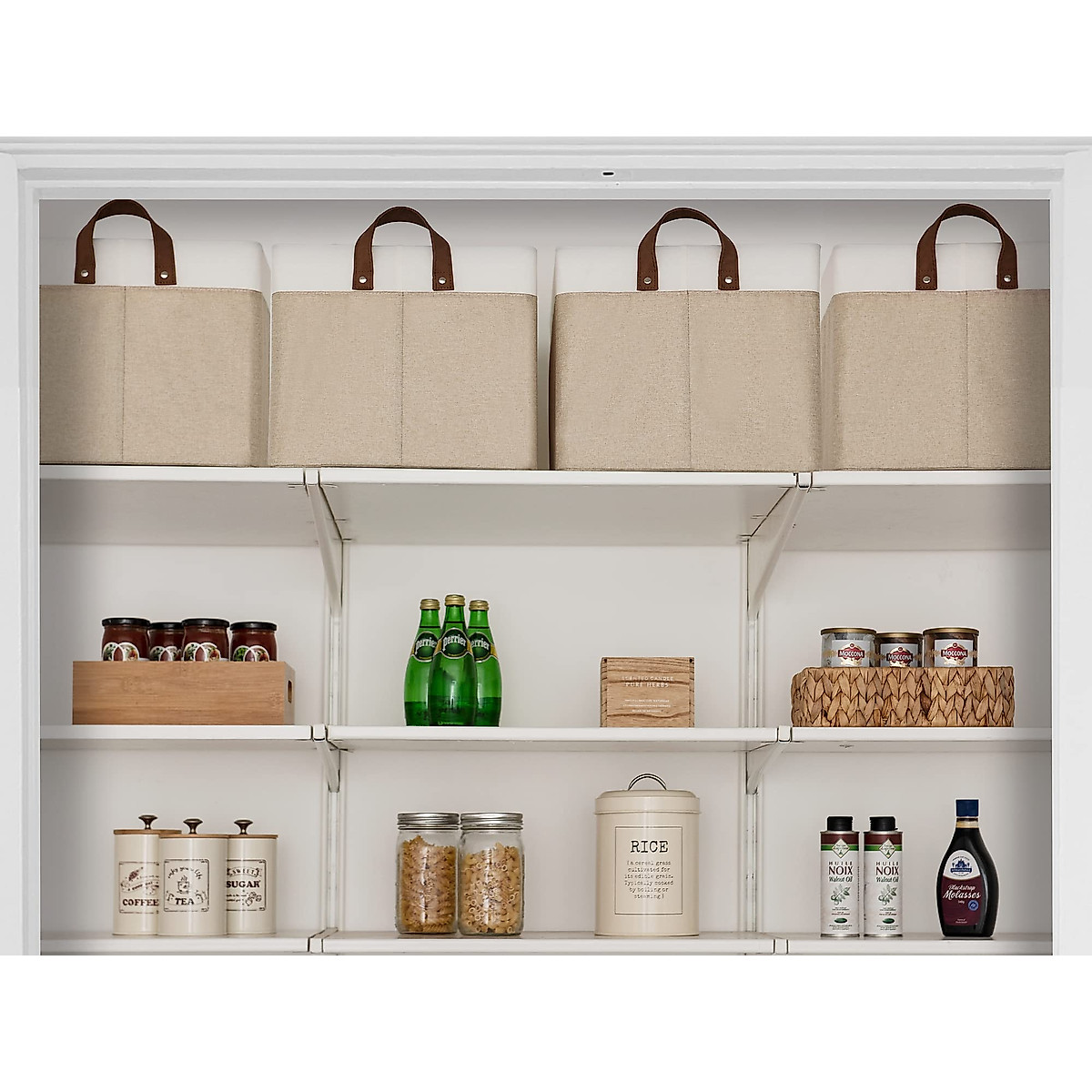 StorageWorks 45L Extra Large Fabric Storage Bins and Fabric Storage Box with PU Handles