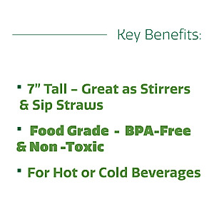 Comfy Package [Case of 10,000] 7 Inch Plastic Sip Stirrers/Straws - Disposable Stir Sticks for Coffee & Cocktail - Black