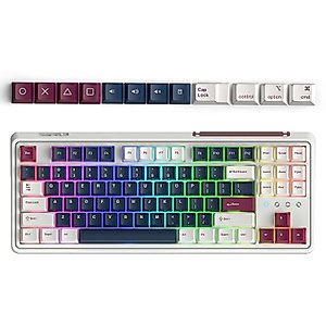 FL CMK87 80% TKL Wireless Mechanical Keyboard, Clear Tactile Kailh Box White, 87 Keys & PBT Keycaps, Rigid Programmable Rechargeable Hot-swap, Marvelous Retro