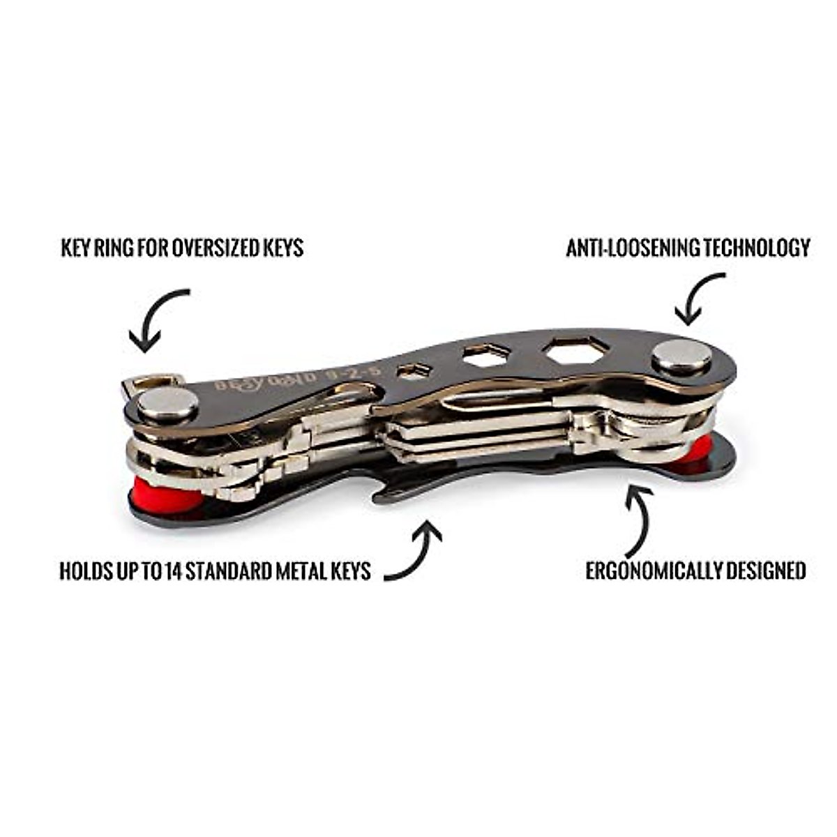 Beyond 9-2-5 Smart Key Organizer Keychain- Compact Pocket Holder Bar for 14 Keys-Multiple Key Chain Organizers-Flashlight, Bottle Opener and Multitool