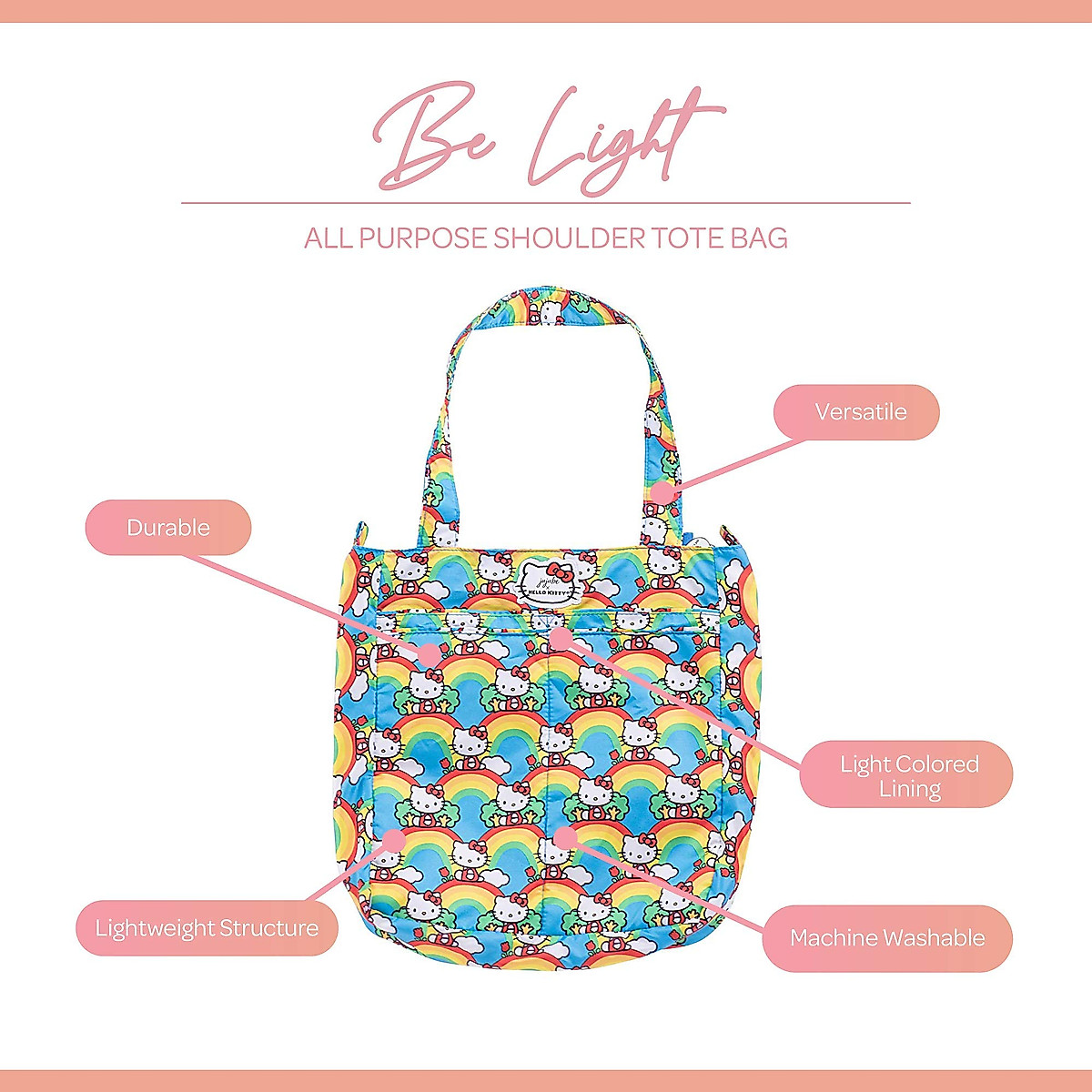 JuJuBe Be Light Zippered Tote Bag, Beach Bag, Work Bag, Diaper Bag Tote, Lightweight Zippered Tote