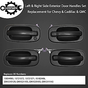 Exterior Door Handles Set, Compatible with 1999-2007 Chevy Silverado Suburban Tahoe Avalanche, GMC Sierra Yukon, Cadillac Escalade, Front Rear Left Driver & Right Passenger,15034985 15721572 GM1520105