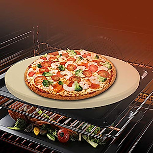 VIKEYHOME Round Pizza Stone, Heavy Duty Cordierite Pizza Grilling Stone, Baking Stone, Pizza Pan, Perfect for Oven, BBQ and Grill, Thermal Shock Resistant, Durable and Safe, 12 Inch Round, 4.6Lbs