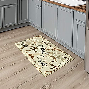 Mohawk Home Machine Washable Printed Novelty Kitchen Rug, Coffee (2' x 3' 4")