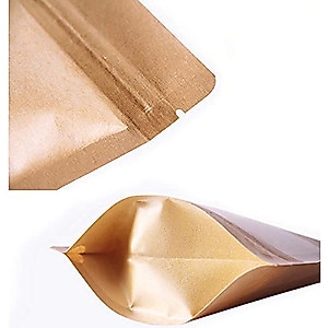 Kingrol 150 Count 5.9 x 8.6 Inch Kraft Paper Bags with Resealable Lock Seal Zipper &Transparent Window, Stand Up Food Bags