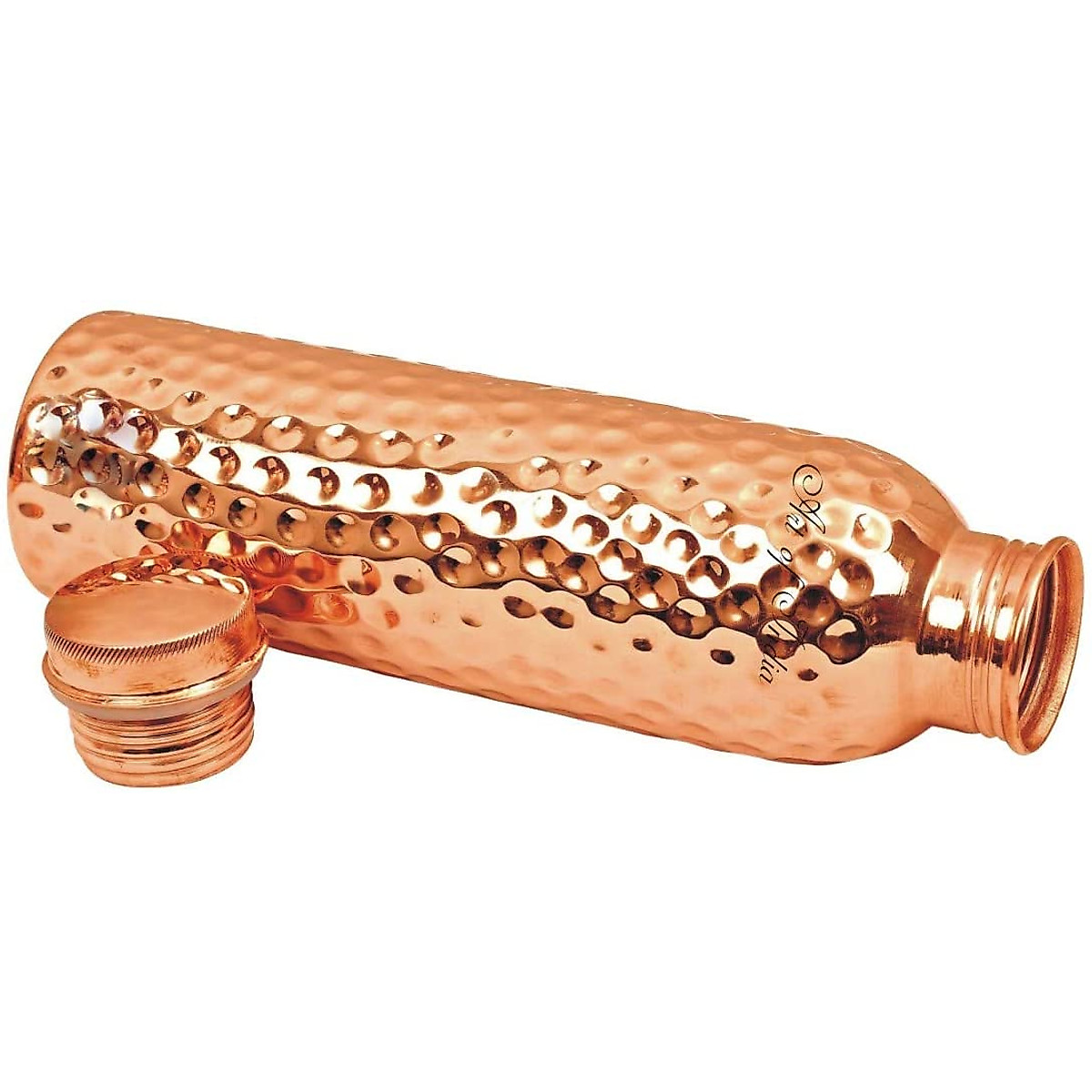 Arts Of India Pure Copper Water Bottle, Drink ware Set, Capacity 1000 ML, Set of 2 ((HAMMERED 2)