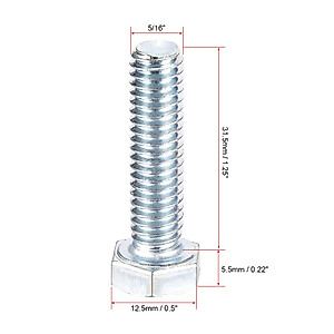uxcell Hex Head Screw Bolts Carbon Steel 5/16"-18 * 1-1/4" Fastener Grade 5 UNC 10pcs