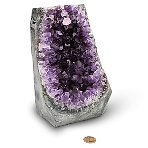 EMPORION Natural Amethyst (3 lb to 4 lb) - 4.5" to 7.5" Height - Crystal Clusters Stone from Uruguay Raw Geode Quartz - Deep Purple Color