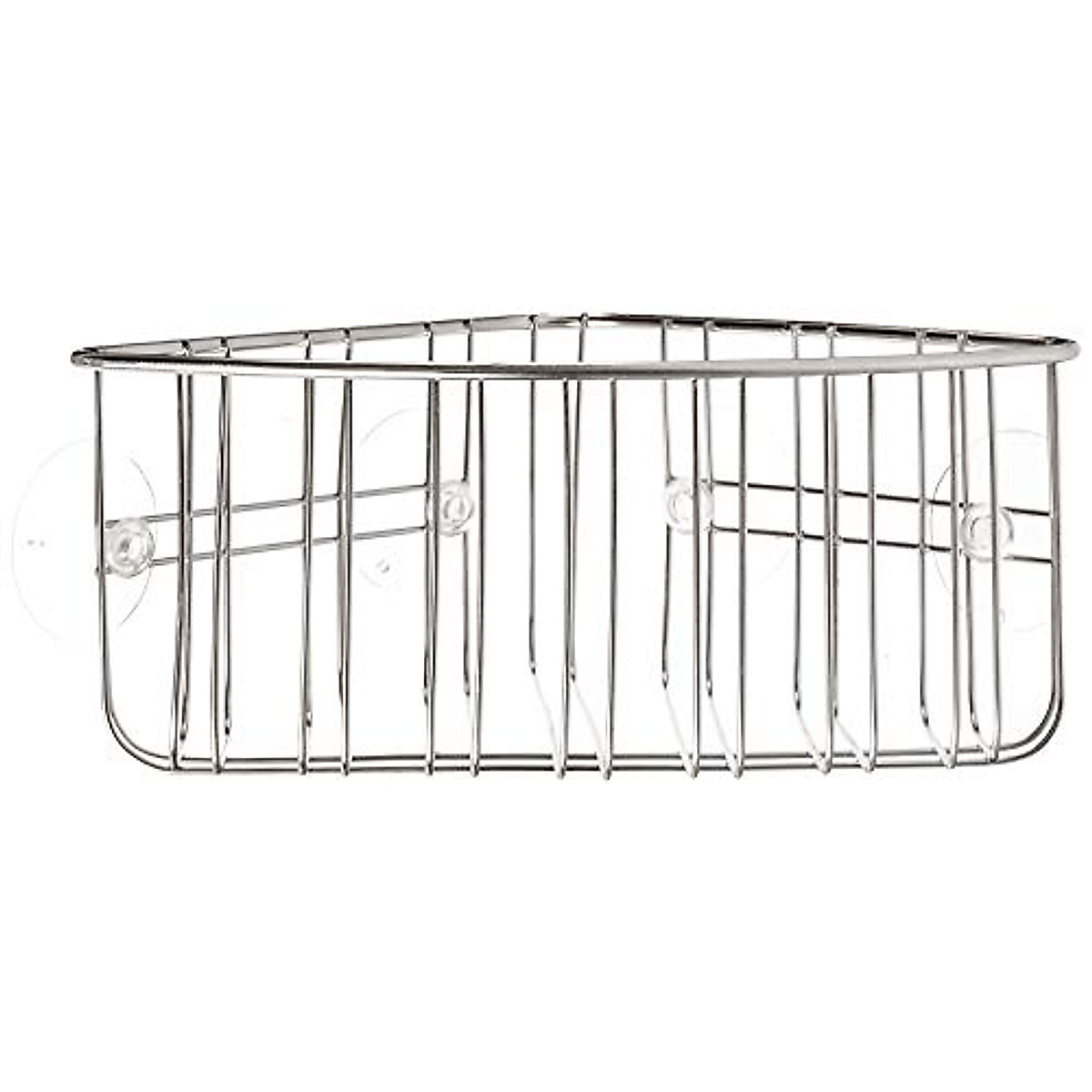 Spectrum Diversified Contempo Corner Bathroom Caddy, Rust-Resistant Bath Organizer for Soap & Shampoo Storage, Stainless Steel Shower Basket with Suction Cups