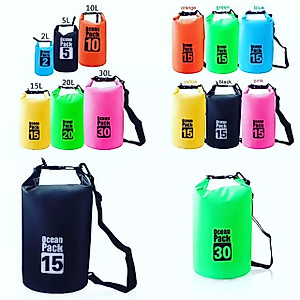 Acever Outdoor Dry Sack/Floating Waterproof Bag 2L/3L/5L/10L/15L/20L/30L for Boating, Kayaking, Hiking, Snowboarding, Camping, Rafting, Fishing and Backpacking (Black, 5L)