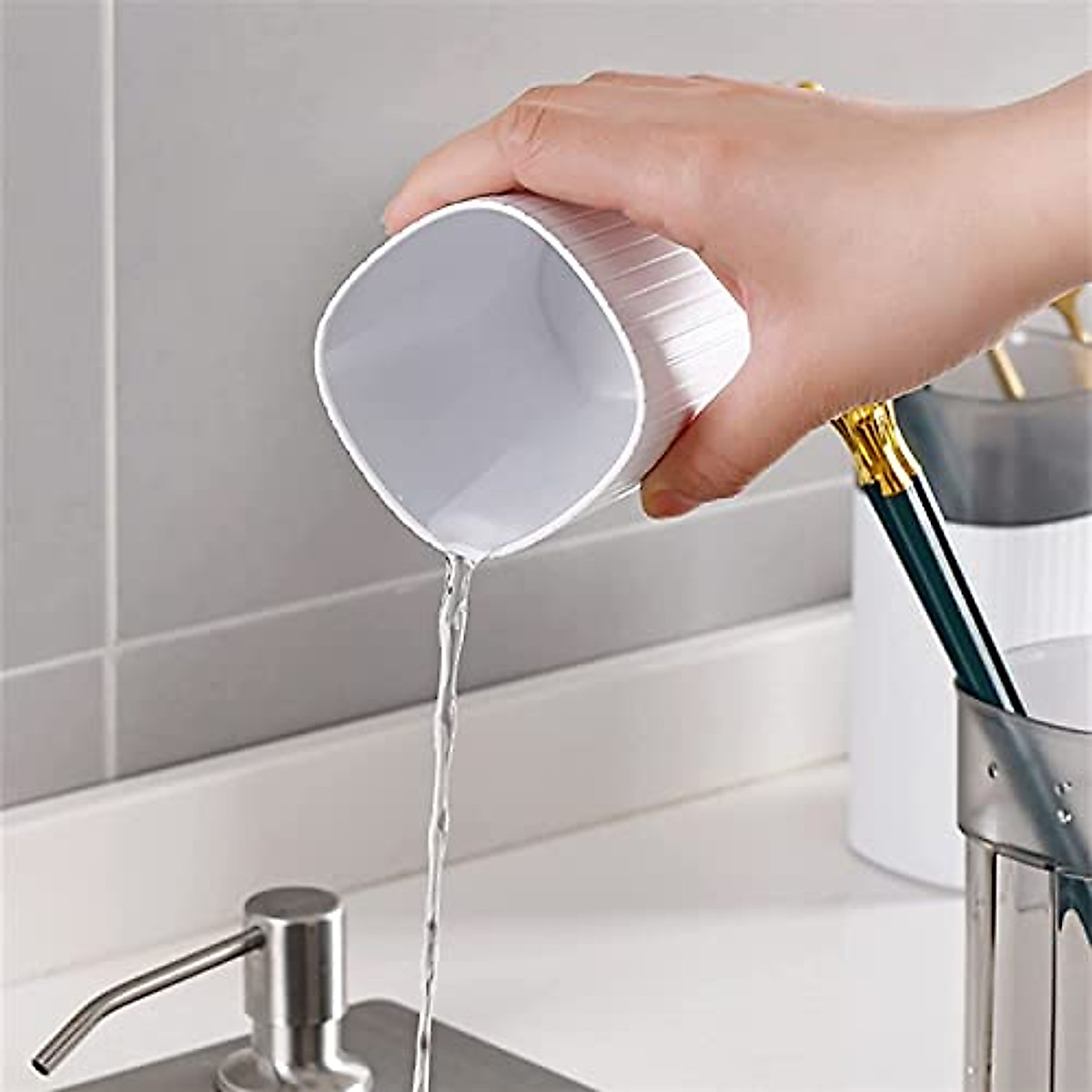 ceramic Utensil Caddy Double Layer Chopsticks Cage Multifunction Tableware Storage Shelf Knives Spoon Cutlery Drain Rack Organizer Kitchen Accessories Pen Holder chopstick holder (Color : Whitea)