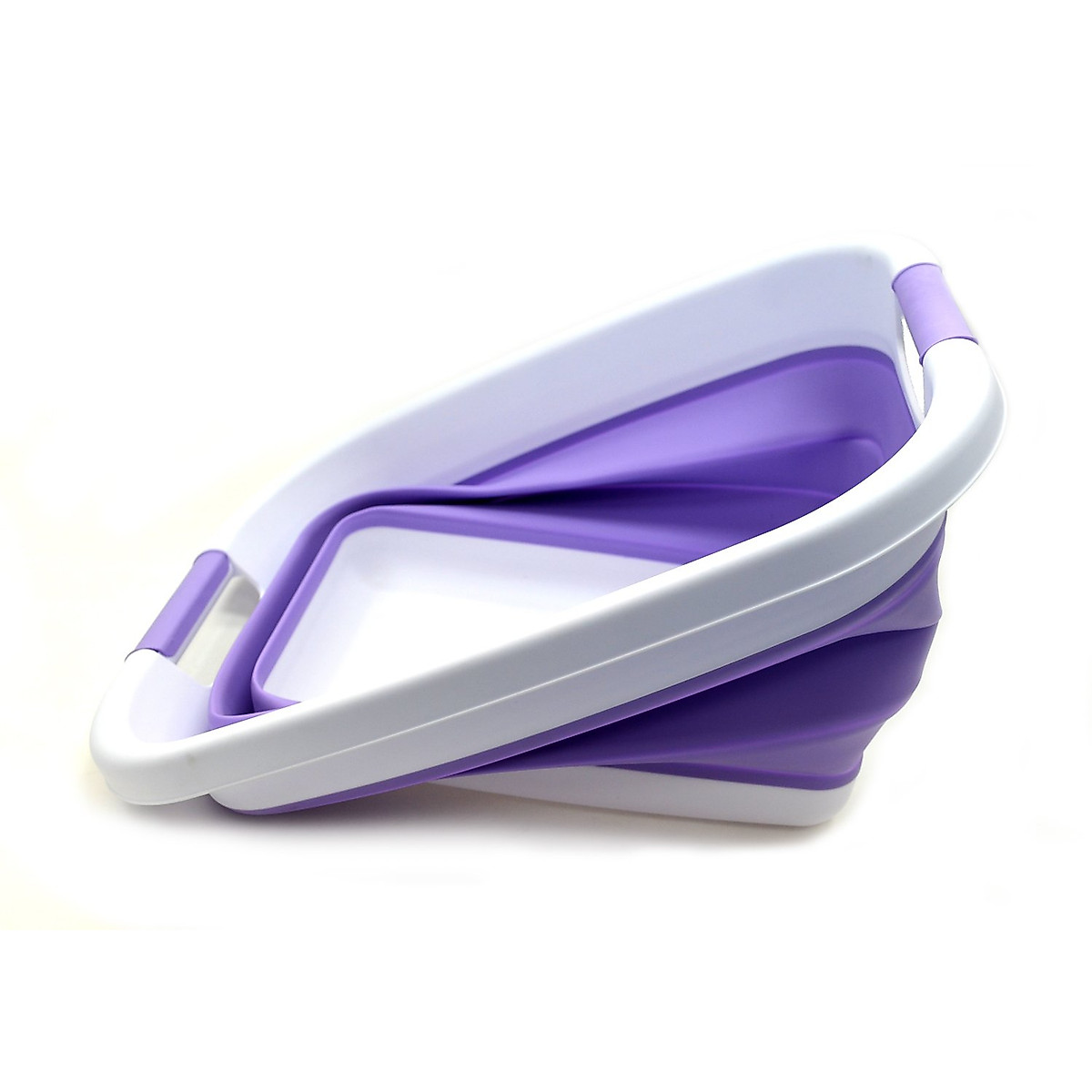 SAMMART Set of 2-25L (6,6 gallon) Collapsible Laundry Basket/Tub-Foldable Storage Container/Organizer-Portable Washing Bin-Space Saving Hamper, Water capacity: 20L (5.28 gallon) (2, Lt. Purple)