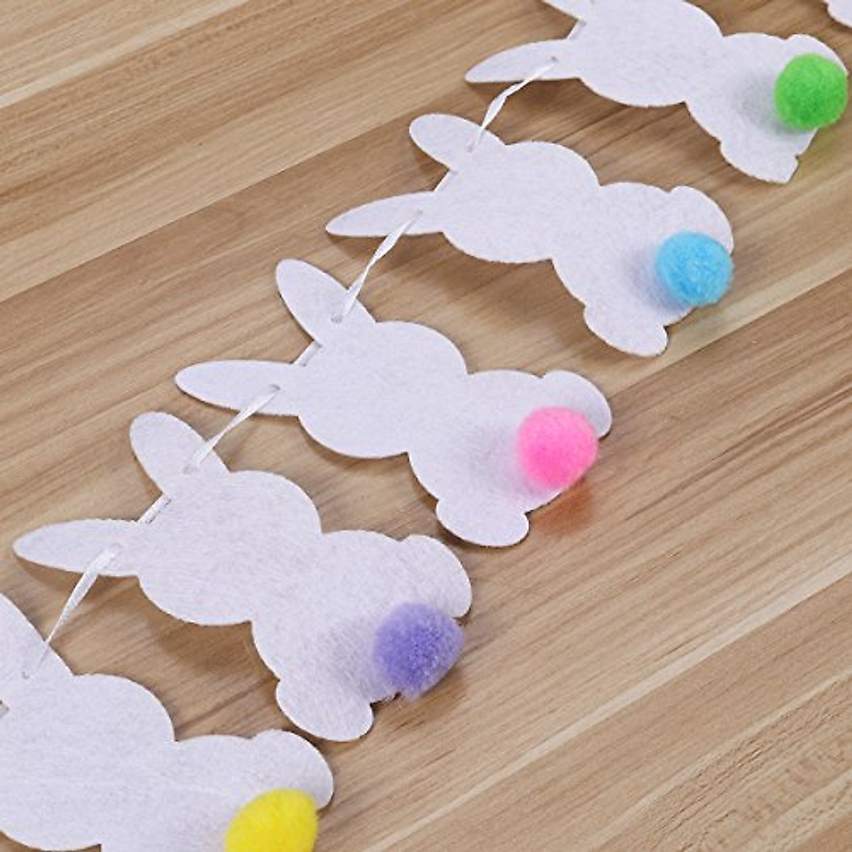BESTOYARD Easter Banner Decorations White Rabbit Bunny Banner Bunting Garland Photo Prop