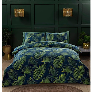 Tropical Palm Leaves Twin Duvet Cover Jungle Twin Size Bedding Set with Zipper Closure, Comforter Cover 68"x90" with 4 Corner Ties and 2 Pillow Cover 20"x26" - Soft Non Iron for All Seasons