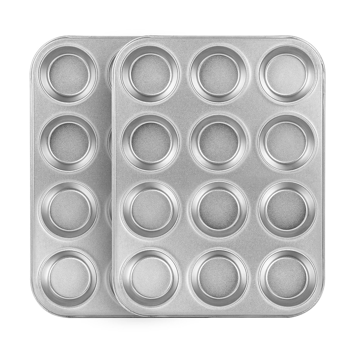 G & S Metal Products Company Baking with G&S Set of Two Heavy Duty 12-Cup Muffin Pans, Gray, 230TH