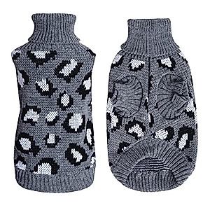 Miayon Cat Sweater Leopard Knitted Clothes for Cat Winter Warm Sleeveless Sweater for Small Dogs or Cat (Large)