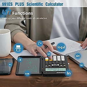 Upgraded 991ES Plus Scientific Calculator, ROATEE Professional Scientific Calculators with Erasable LCD Writing Tablet, Solar and Battery Dual Power,Desktop Calculator with Notepad for Office, School