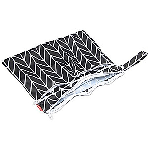 Damero 2pcs Travel Wet and Dry Bag with Handle for Cloth Diaper, Pumping Parts, Clothes, Swimsuit and More, Easy to Grab and Go (Small, Gray Arrows+ Black Arrows)