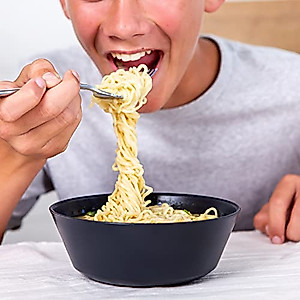 Grow Forward Premium Wheat Straw Bowls - 28 OZ Unbreakable Cereal Bowls Set of 8 - Lightweight Microwave Safe Bowls for Kitchen - Reusable Alternative to Plastic Bowls for Camping, RV - Midnight