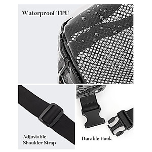 ZUEMET Clear Fanny Pack Stadium Approved, Clear Belt Bag Waterproof Waist Bag for Concerts Sports Event Workout Grey…