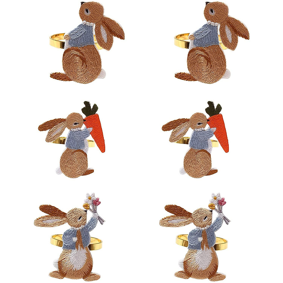 JENPECH Easter Napkin Rings Set of 6, Bunny Napkin Rings Easter Table Decoration, Used for Family Table Decoration Party Table Decoration Setting Decor 2