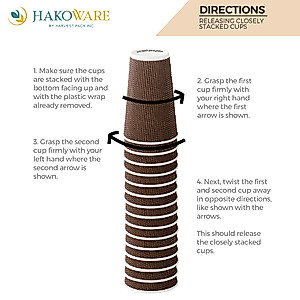 [100 SET]Harvest Pack 12 oz Disposable Coffee Cups, Insulated Ripple Double-Walled Paper Cup with Lid, Brown Geometric, Tea Hot Chocolate Drinks To go coffee cups