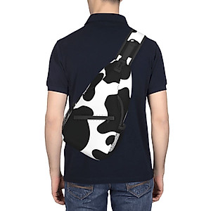 MuMuYun Sling Bag, Black & White Cow print Crossbody Sling Backpack for Casual Shoulder Women & Men