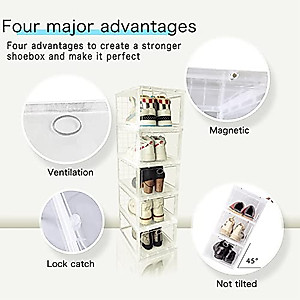 lidisslet 6 Pack Shoe Organizer Boxes, Clear Plastic Stackable Shoe Organizer for Closet, Easy Assembly,Space Saving Shoe Holder Sneaker Display Case Fit up to US Size 12 (Clear)