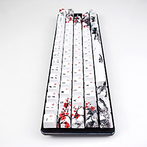 MOLGRIA Keycaps 71 Set for Gaming Mechanical Keyboard, Custom PBT OEM Profile Key caps Japanese Font with Keycap Puller for Cherry MX 71/61 60 Percent Keyboard(Plum Blossom)
