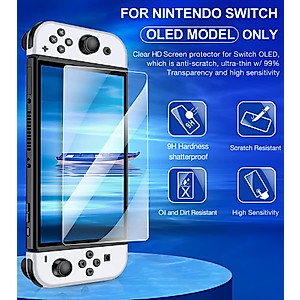 ELISWEEN 3-Pack Switch OLED Screen Protector Tempered Glass with Auto Alignment Kit for 2021 Nintendo Switch OLED Screen Protector, 9H/2.5D/0.33mm Thickness Dockable Hd Screen OLED Screen Protector