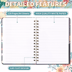 Shoparr Spiral Notebook – Spiral Journal for Women with Premium Thick Paper, 6" x 8.3", Hardcover Ruled Journal/Notebook with Back Pocket + Banded - Floral