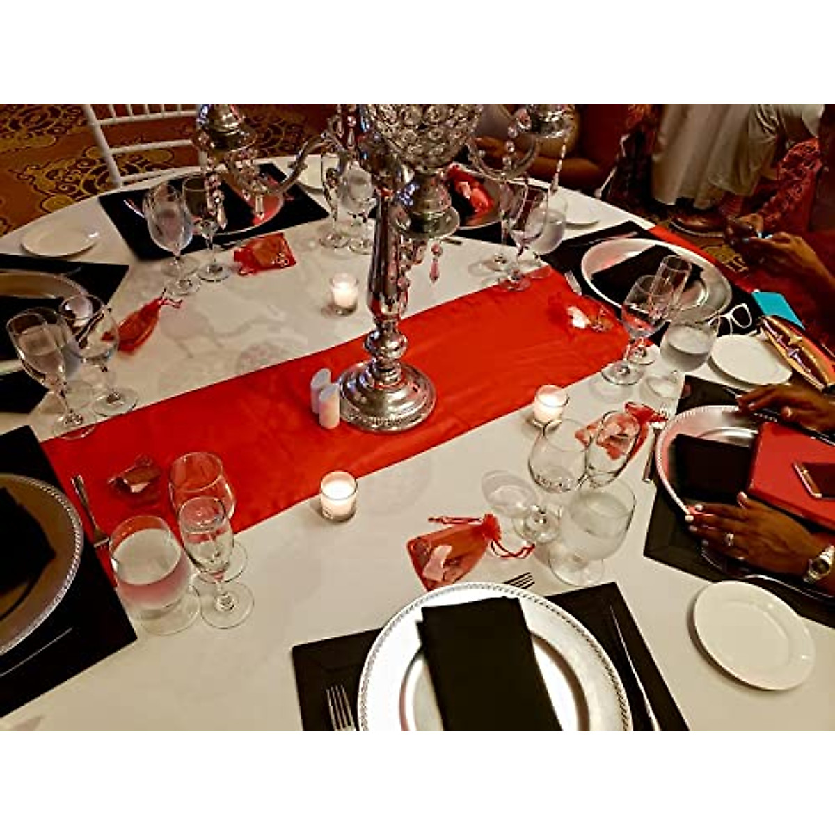 SSYAQRA Red Table Runner Satin - 2Pack 12x108inch Red Runners for Tables Wedding Table Runners Red Runner Bright Silk Smooth Fabric for Wedding Birthday Party Christmas