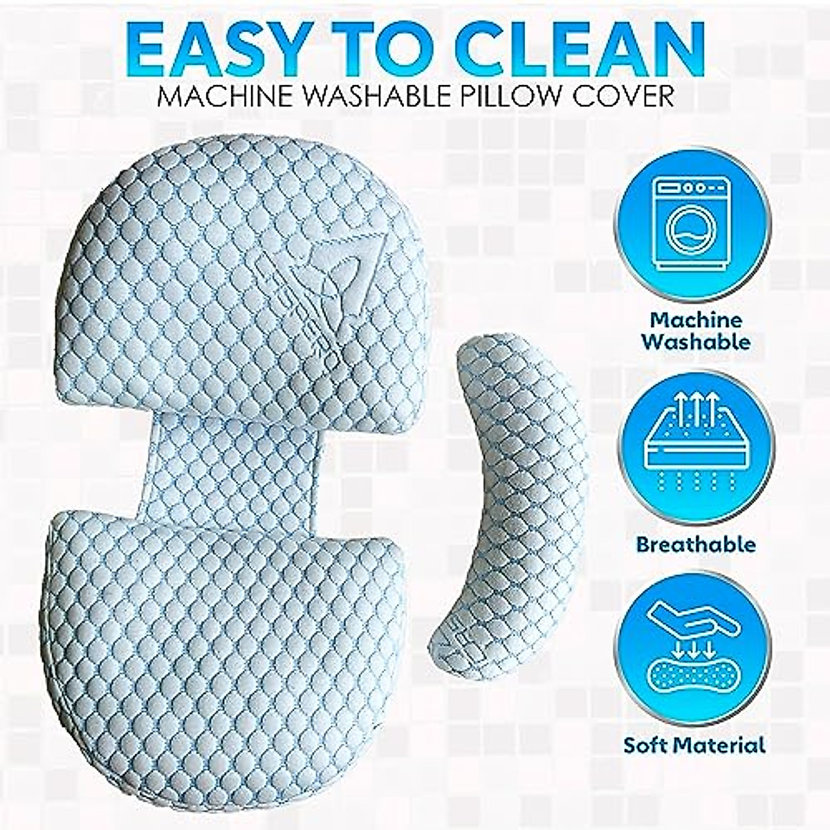 CASPERO Maternity Wedge Pillow for Pregnant Women - Soft Body Pillow for Side Sleepers, Support for Back, Belly, Hips, Neck with Detachable Adjustable Pillow Cover - Travel Friendly & Machine Washable