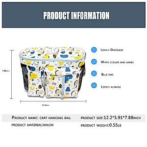 DAVID MA General-purpose pushcart holder with insulated cup holder,Applicable to a wide range of scenarios, travel necessary(blue owl)