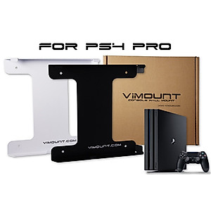 ViMount Wall Mount Compatible with PlayStation 4 PRO + 2pcs Controller Wall Mount - Black