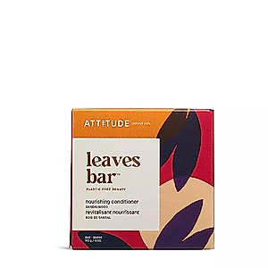 ATTITUDE Hair Conditioner Bar, Plant- and Mineral-Based Plastic-free Beauty Care, Vegan and Cruelty-free, Nourishing, Sandalwood, 4 Oz