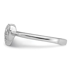 IceCarats 925 Sterling Silver Diamond Heart Ring Love Band Size 6