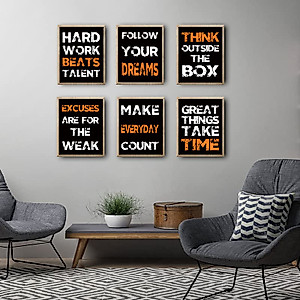 Inspirational Phrase Wall Art ,Ofiice Gym Living Room Wall Decoration Proverb ,Inspirational Quotes Poster ，Teen Adult Bedroomclassroom University Decoration | 6-pack 20.32 x 25.40 cm (Unframed）black A