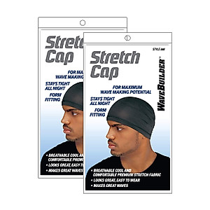 WAVEBUILDER Stretch Cap, Black, 2 Pack