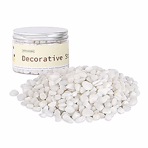 SAROSORA Pebbles River Rocks,White Stones - 1.8LB Decorative Polished Jade Pebbles Garden Decor for Plants, Aquarium, Bonsai,Vase(1.8, White)
