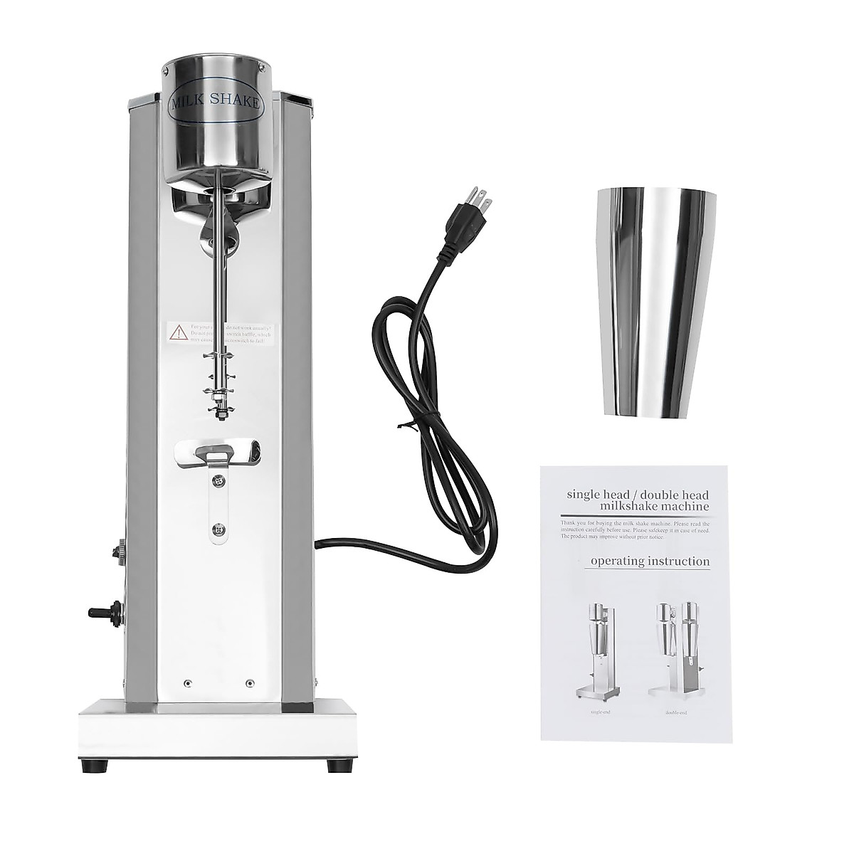 Milkshake Maker 650ml Electric Drink Mixer Commercial Milkshake Blender Stainless Steel 180W 18000RMP Speed Adjustable