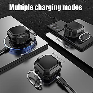 leChivée for Samsung Galaxy Buds2 Pro Case Buds Pro Case Buds 2 Case Galaxy Buds Live Case with Security Lock Heavy Duty Shockproof Protective Case Cover with Carabiner for Samsung Earbuds Case