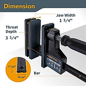 POWERTEC 71368 24-Inch Parallel Clamps for Woodworking | 90 Degree Heavy Duty Steel Bar Jaw Clamp Spreader Tool | 2PK