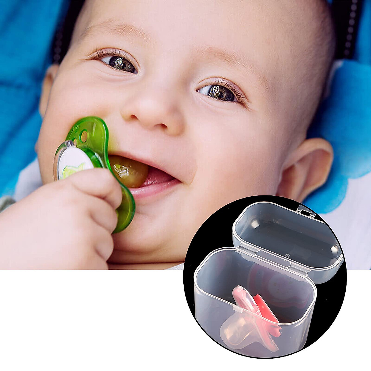 Accmor Pacifier Container Can Storage 2 Pacifiers, Baby Pacifier Holder Case for Travel, BPA Free,Transparent