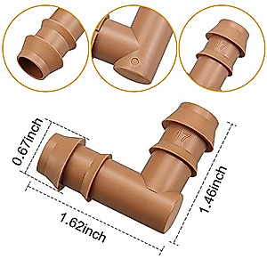 JAYEE 25 Pack Drip Irrigation Barbed Elbow Fittings (17mm) for 1/2" Drip Hose(0.600”ID) ，Sprinkler Tubing Connector for Drip System