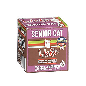 Licks Pill Free Senior Cat - Joint Support & Digestion Supplement for Senior Cats - Immunity Vitamins & Heart Health Supplements for Older Cats - Gel Packets - 30 Use