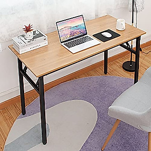 Coral Flower Office Desk 55 inches Folding Table Computer Table Workstation，Light Oak