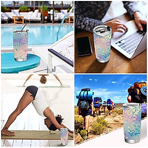 Wassud Circle Abstract 20 oz Tumbler with Lid and Straw Stainless Steel Double Wall Vacuum Tumblers Insulated Travel Coffee Mug for Cold and Hot Drinks