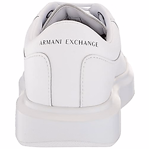 A|X Armani Exchange Men's Thick Sole Leather Sneakers, Optical White, 8